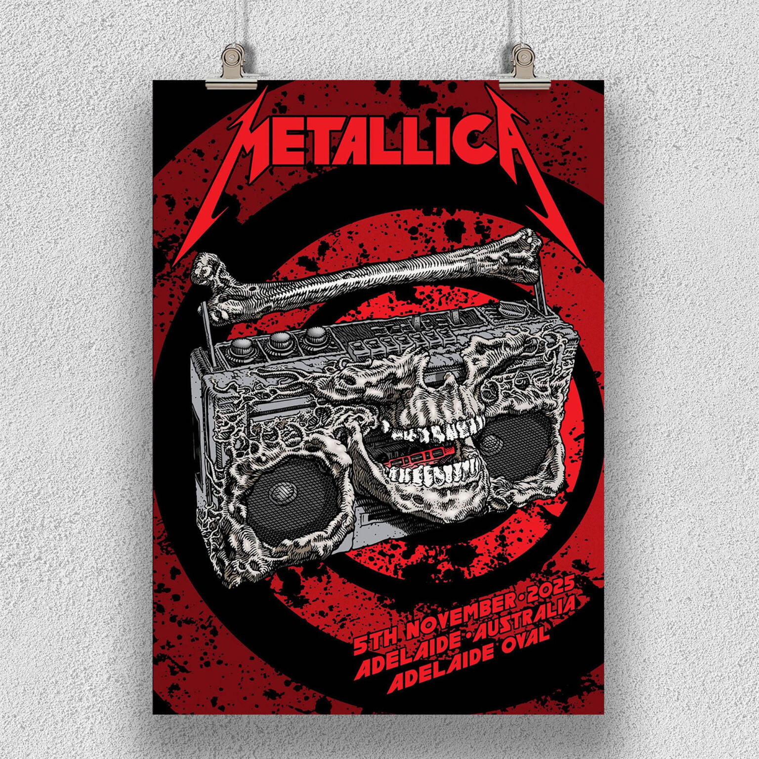 Metallica M72 Adelaide 2025 Poster – November 5, 2025 – Adelaide Oval ...